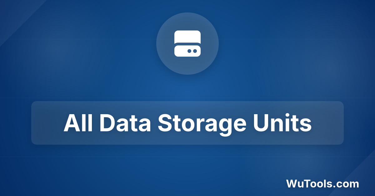 Data Storage Converter - B, KB, MB, GB, TB, PB