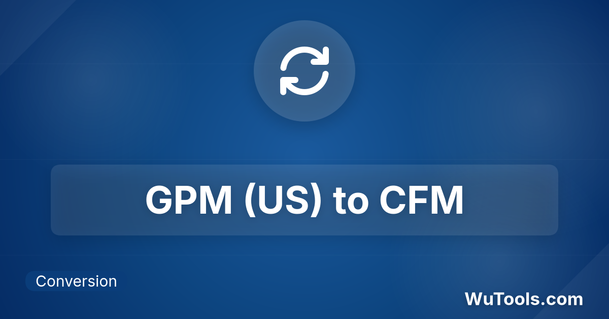 Gallon per minute (US) to Cubic foot per minute Converter (GPM (US) to CFM)
