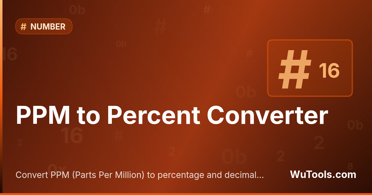 PPM To Percent Converter Convert Parts Per Million To Percentage PPM To Percent Converter Convert Parts Per Million To Percentage